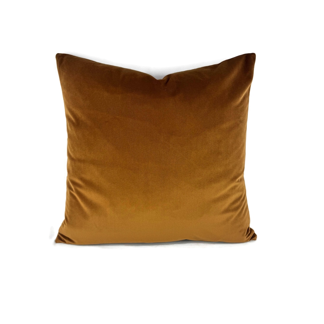 Solid Penny Brown Velvet Square Pillow Cover - 20" X 20" - Etsy