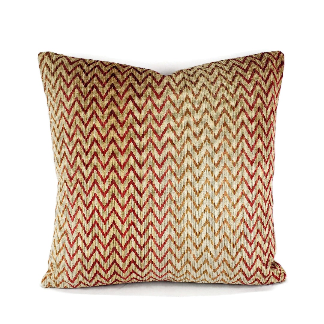 Red and Gold Chevron Velvet Pillow Cover - Colefax and Fowler Jerome - Etsy