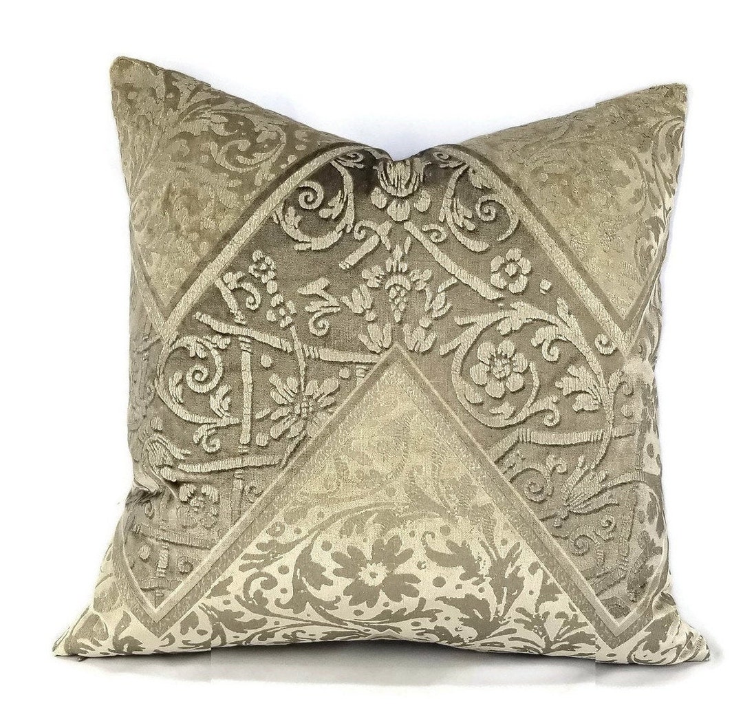 Brunschwig & Fils Mainard Damask in the Color Beige and Silver Pillow ...