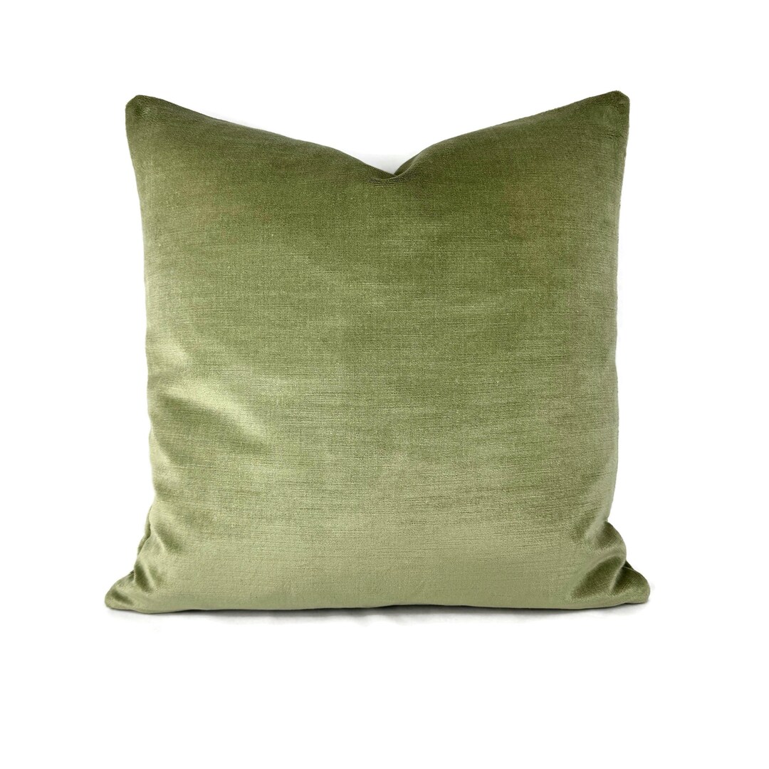 Schumacher Antique Linen Velvet II in Sage Pillow Cover - Solid Dusty ...
