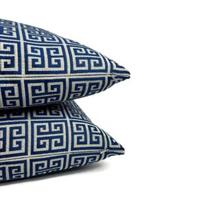 Blue Greek Key Pillow Cover: Kravet Livorno Capri, 20" X 20" - Etsy