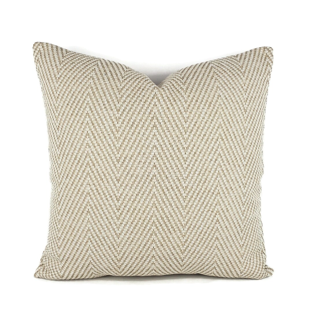 Kravet Bow Herringbone in Sand Pillow Cover 18 X 18 Tan and White ...