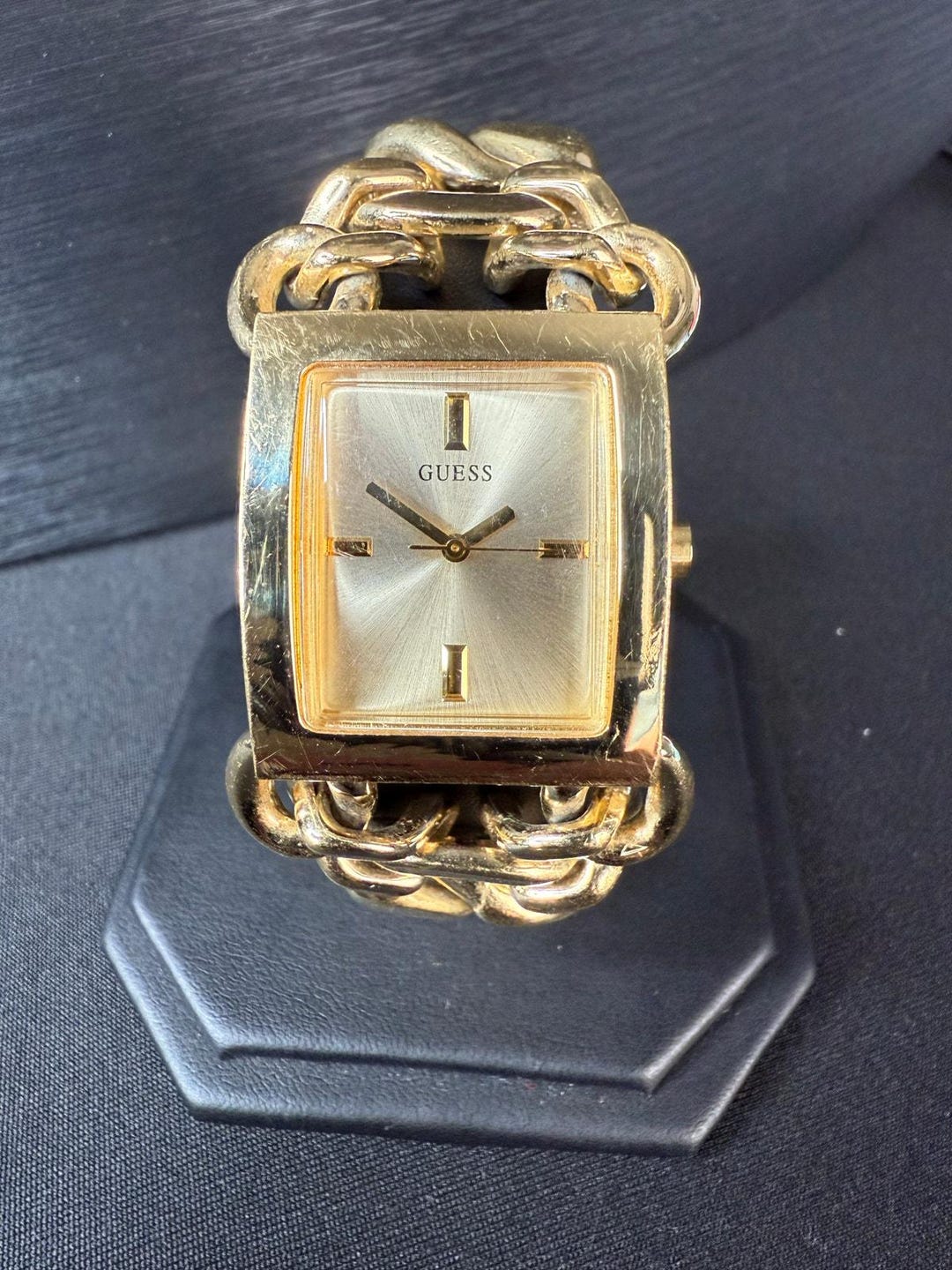 Vintage Guess Gold-tone Chain Link Bracelet Watch-w13523l2 - Etsy