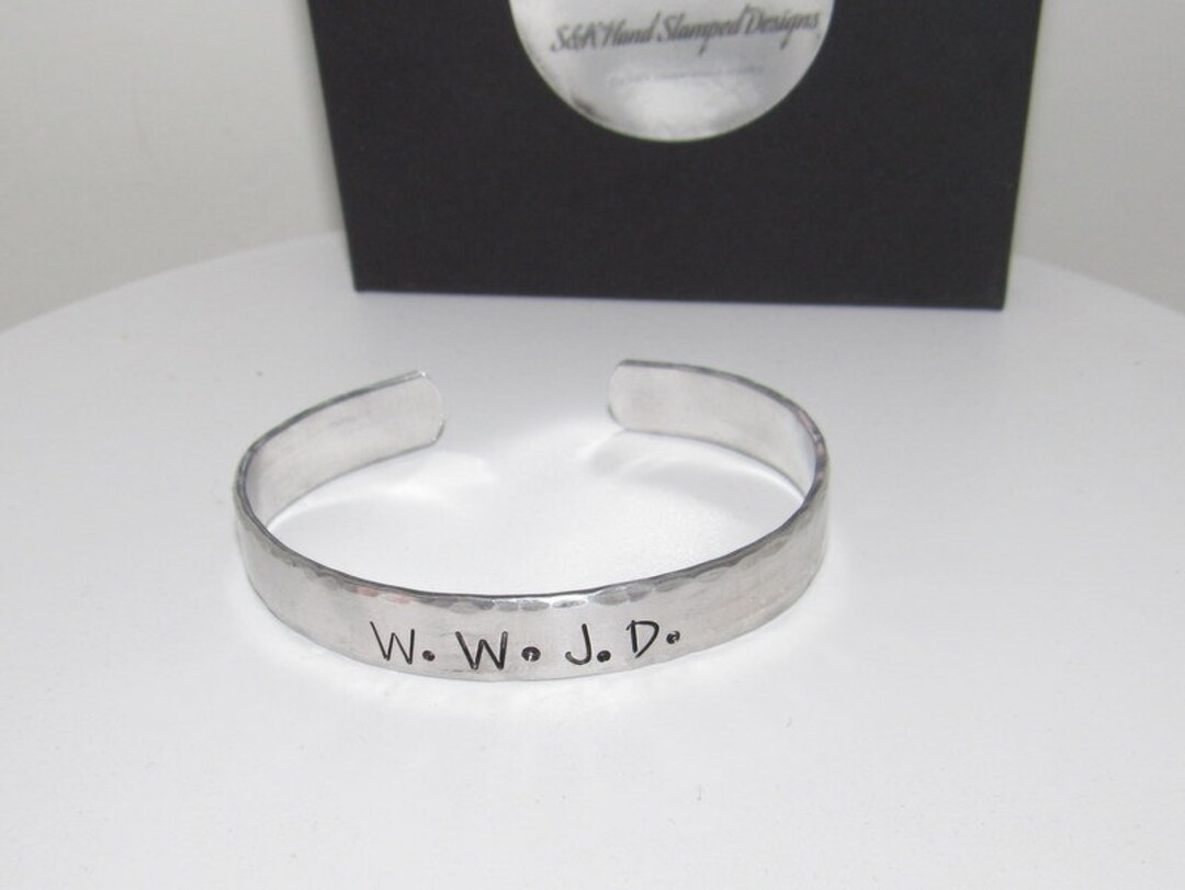 Sterling WWJD Cuff Bracelet, What Would Jesus Do Bracelet. Custom ...