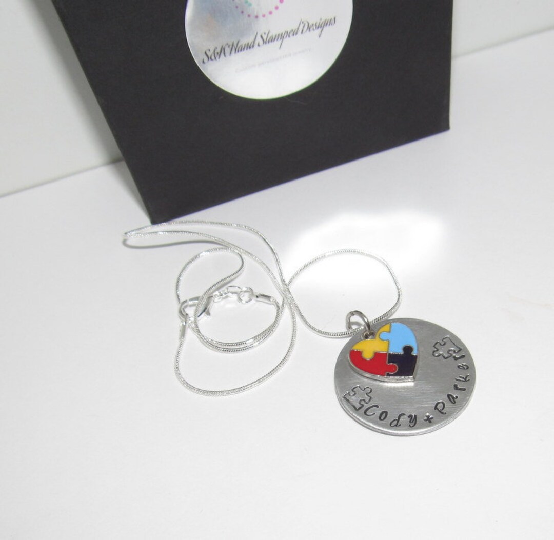 Personalized Hand Stamped Autism Awareness Jewelry, Personalized Autism ...