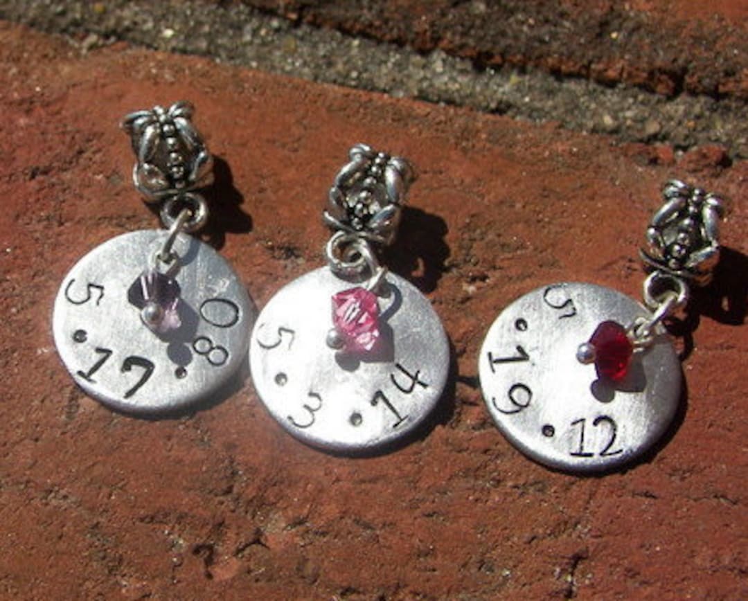 Custom Hand Stamped, European Charms, Hand Stamped Jewelry, Birth Date ...