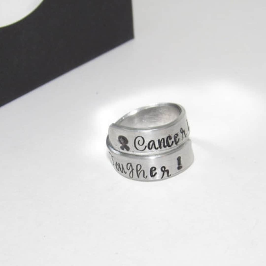 Cancer is Tough but I Am Tougher Wrap Ring, Hand Stamped Jewelry for ...