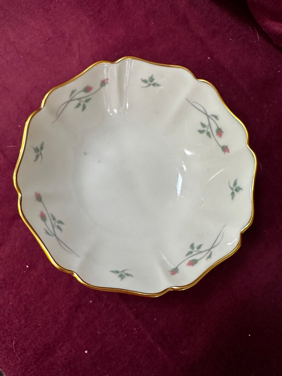 Lenox Rose Manor Bowl Dish Trinket Scalloped Gold Trim Ivory China USA ...