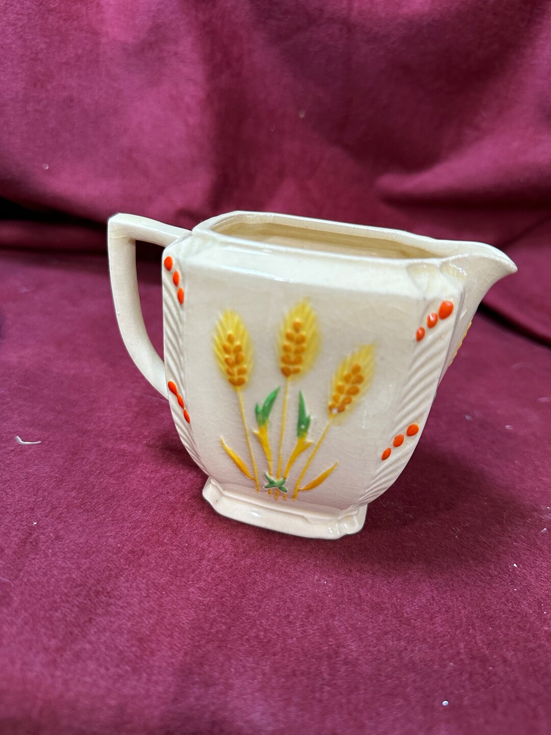 Maruhon Ware Creamer With Wheat Pattern From Japan, Rare, Hand Painted ...