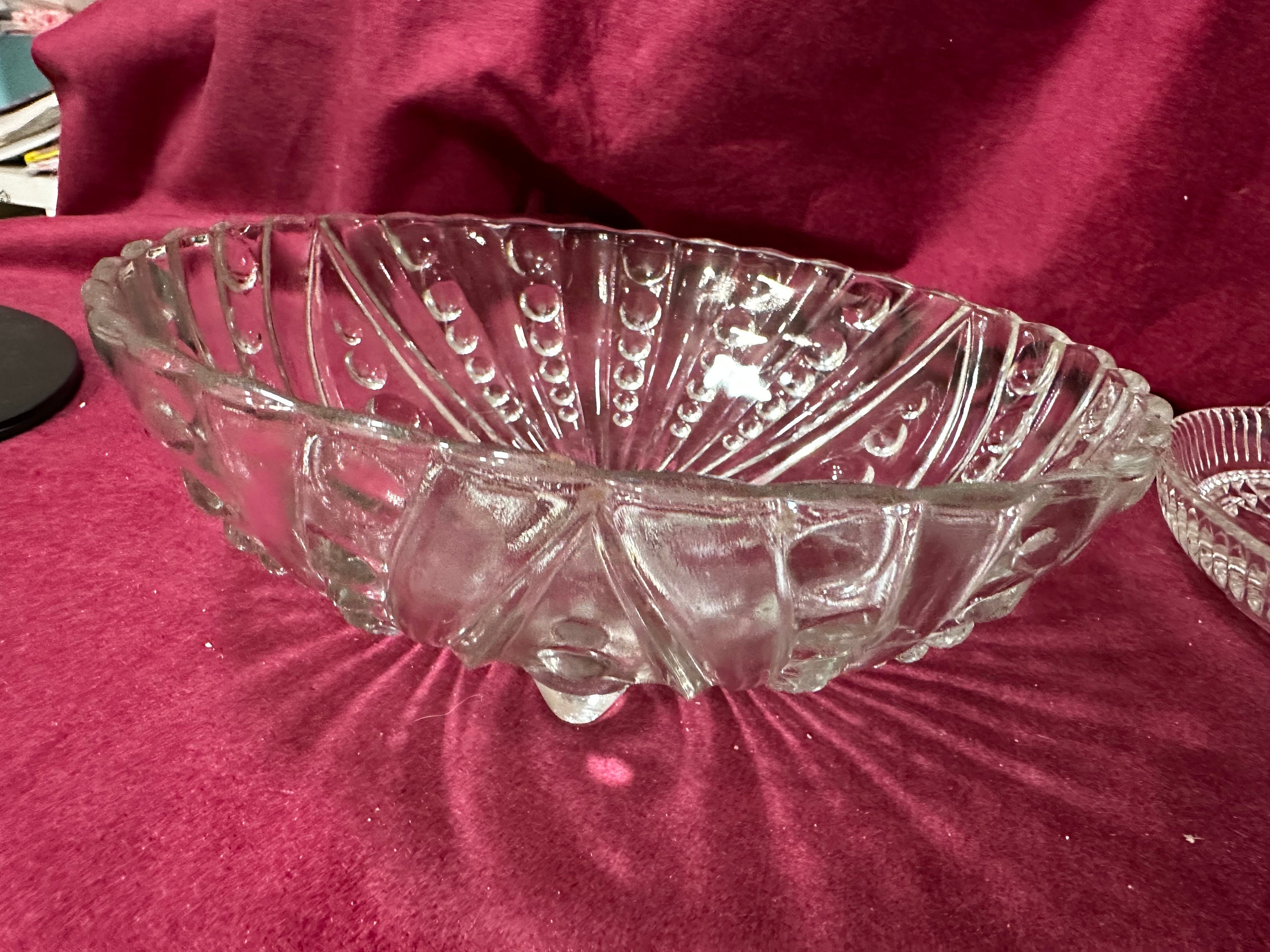 Anchor Hocking Clear Glass BURPLE Bubble & Swirl 3 Footed Bowl - Etsy
