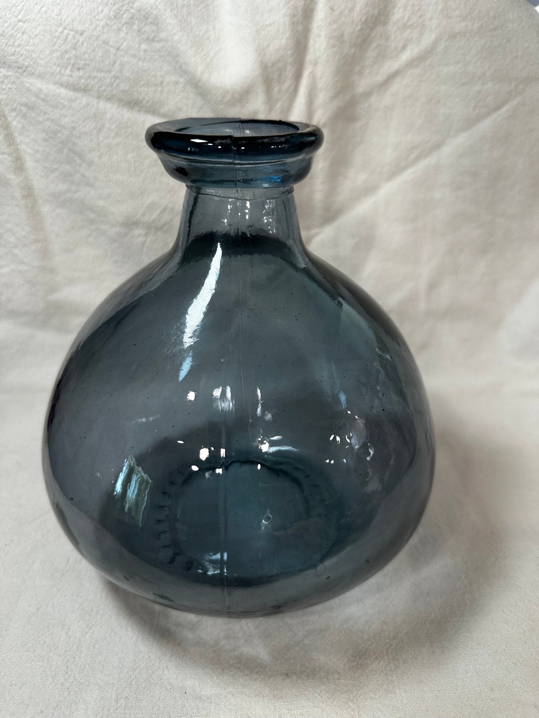 Handmade Recycled Art Glass Vase SAN MIGUEL VIDRIOS Smokey Blue Bubble ...