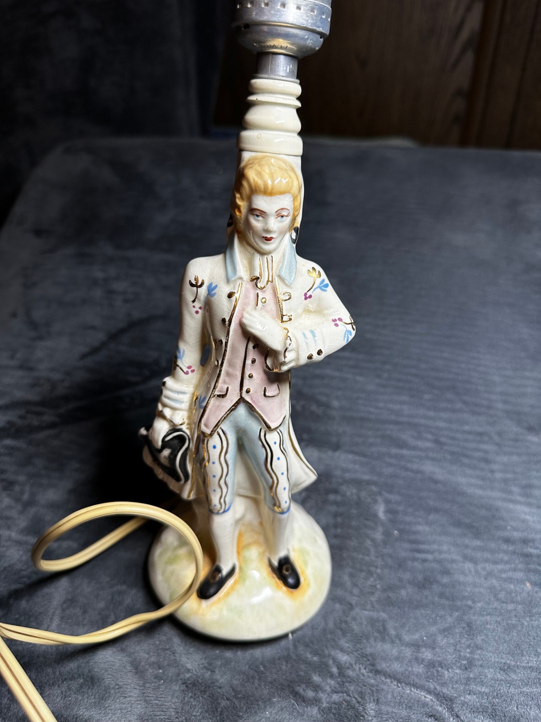 Vintage Porcelain Male Figurine Lamp. Works - Etsy