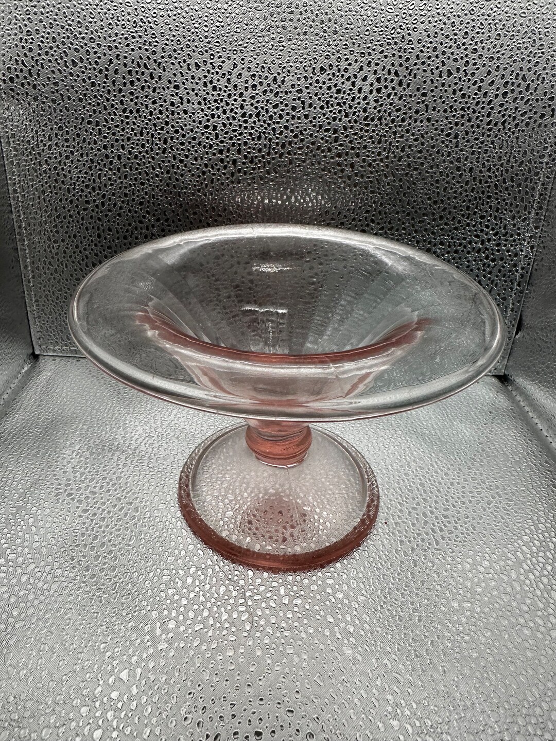 Pink Depression Glass Compote Bowl, Wide Rolled Rim, Pedestal Base ...