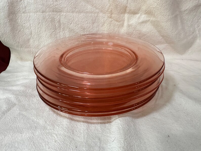 6 Vintage Pink Depression Glass Salad Luncheon Plates 6 - Etsy