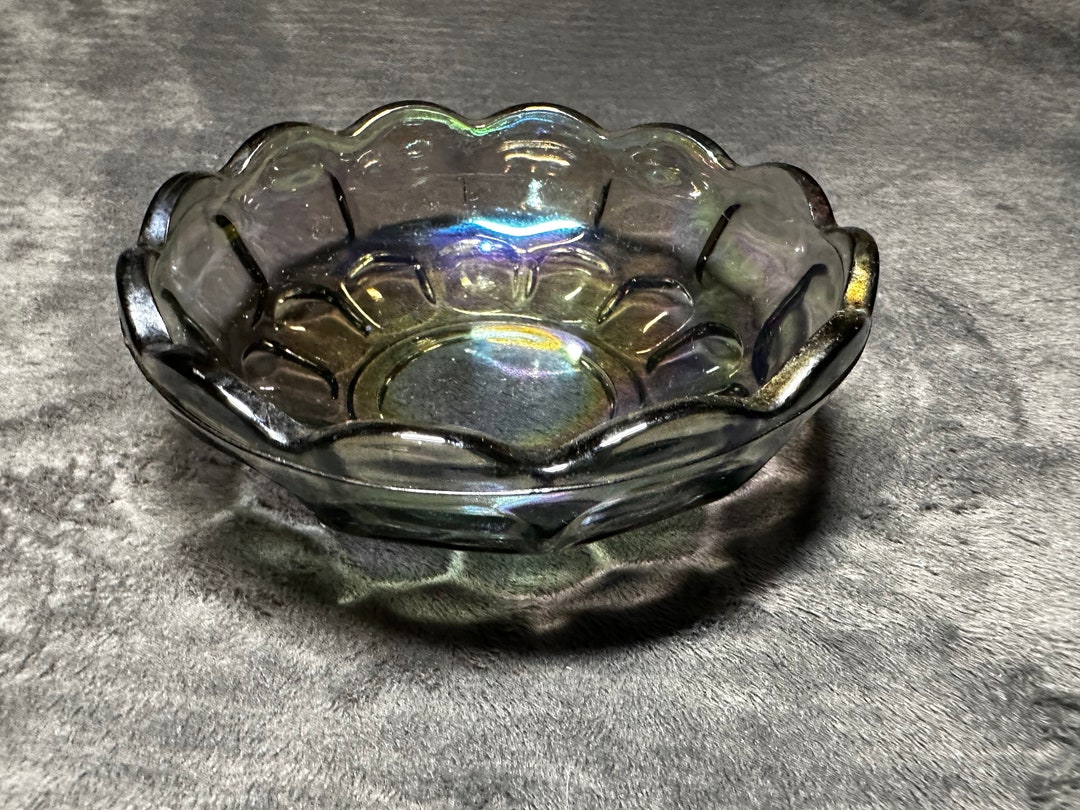 Vintage FEDERAL GLASS Iridescent “colonial” Smokey Carnival Glass ...
