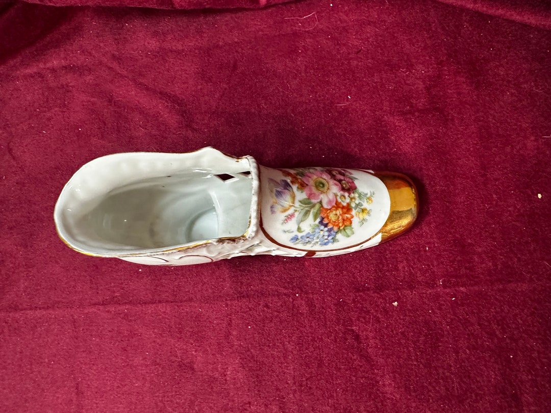 Porcelain Shoe Old Country Roses England Vintage Gold Trim - Etsy