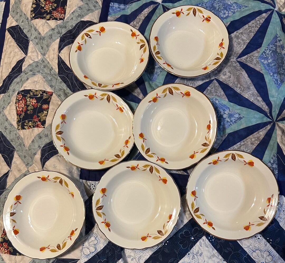 Vintage Hall Jewel Tea Autumn Leaf 5 1/2 Inch Fruit Berry Bowls SET OF ...