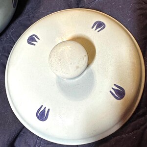 Vintage Cronin Pottery Bake Oven Blue Tulip Lidded Casserole Dish With ...