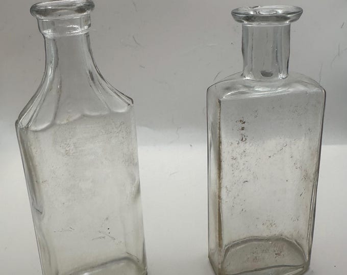 2 Clear Glass Bottles, 3.5” - Etsy