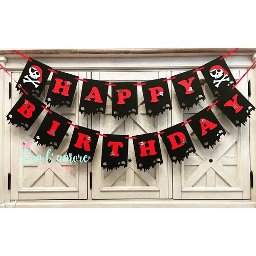 Pirate Birthday Banner Happy Birthday Boy Party Banner | Etsy