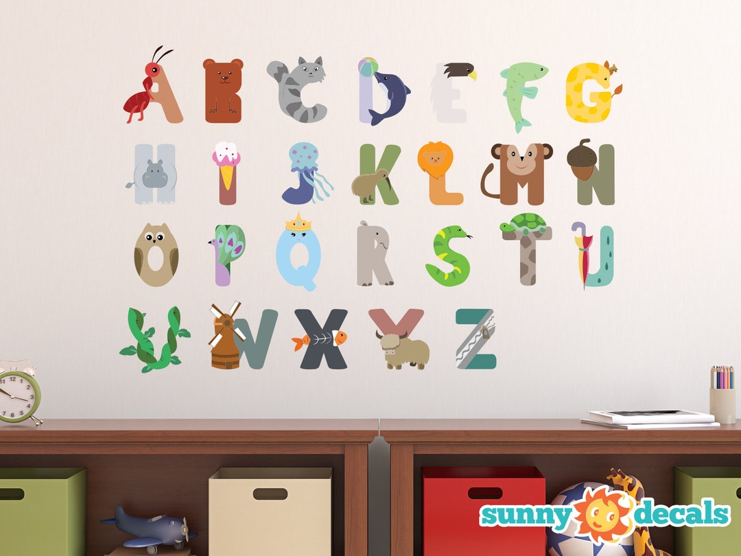 Animal Alphabet Fabric Wall Decals, Repositionable and Reusable, ABC ...