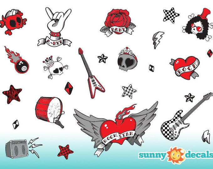 Rock and Roll Decal Set - Nursery Decor, Gift for Mom, Wall Decor, Kids ...