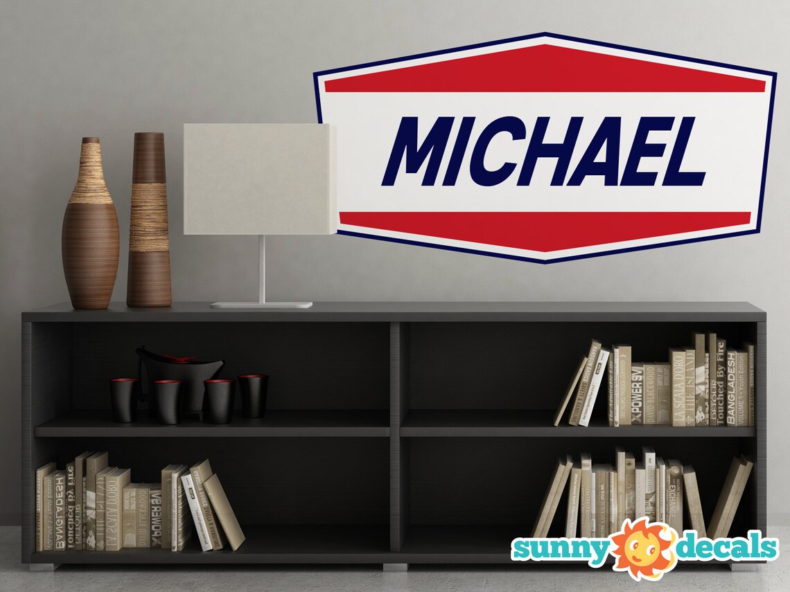 Personalized Gas Sign Fabric Wall Decal Custom Name Wall | Etsy