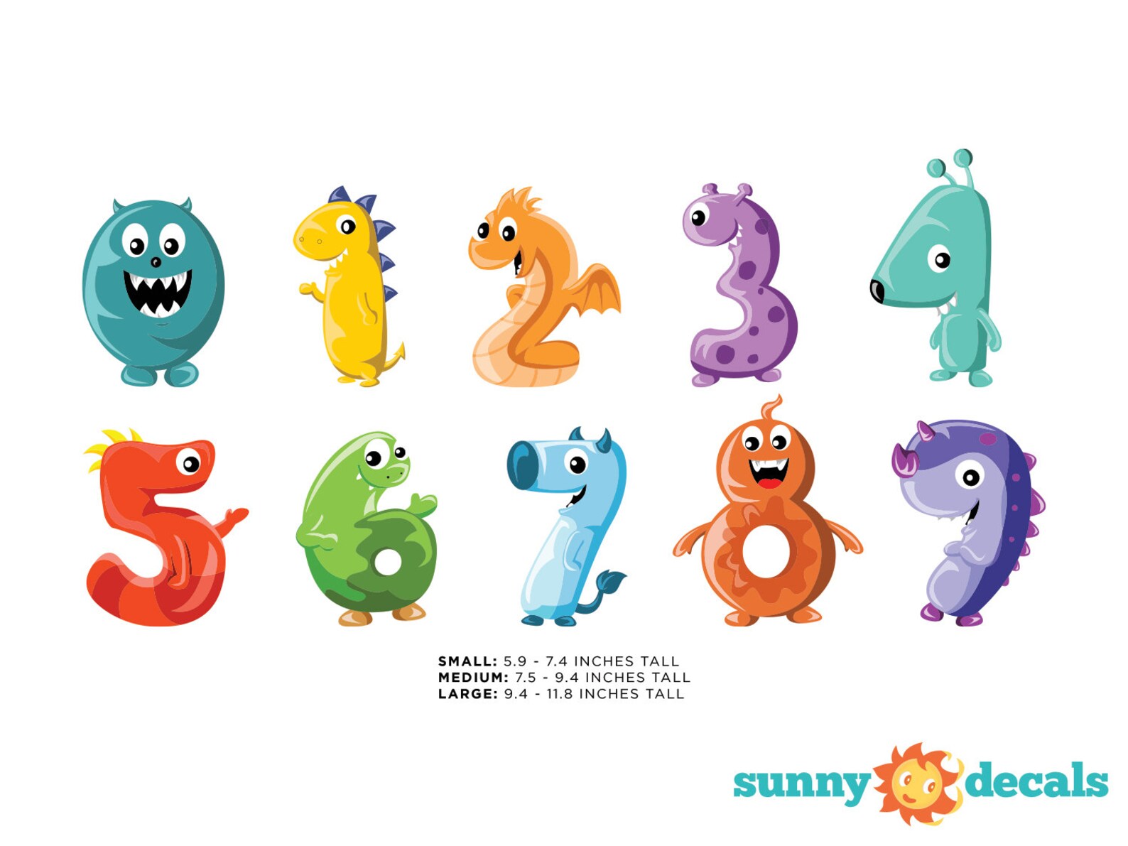 Monster Numbers Fabric Wall Decals Colorful Numbers From 0 to | Etsy