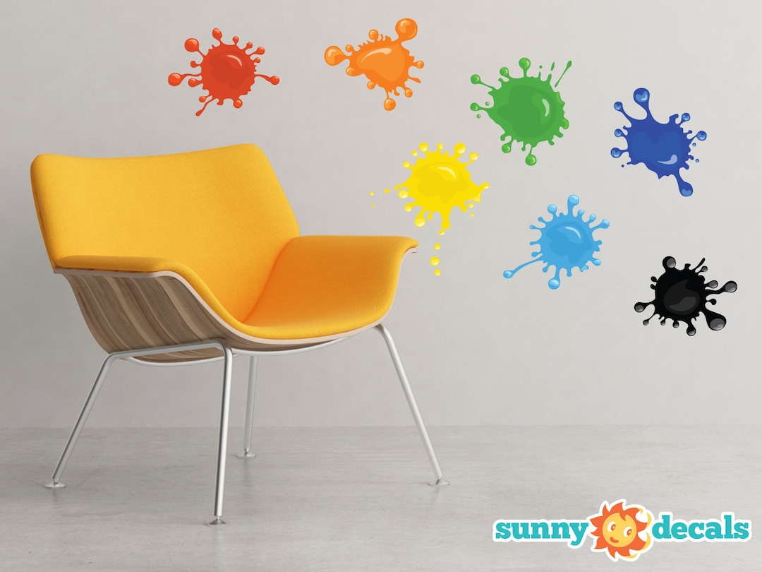 Paint Splatter Fabric Wall Decals - Set of 7 Ink Splotch Wall Stickers ...