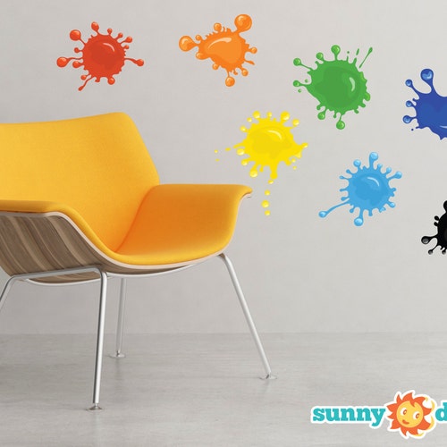 Paint Splatter Fabric Wall Decals Set of 7 Ink Splotch Wall - Etsy