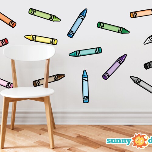 Crayon Fabric Wall Decals Set of 15 Coloring Crayons in 15 - Etsy