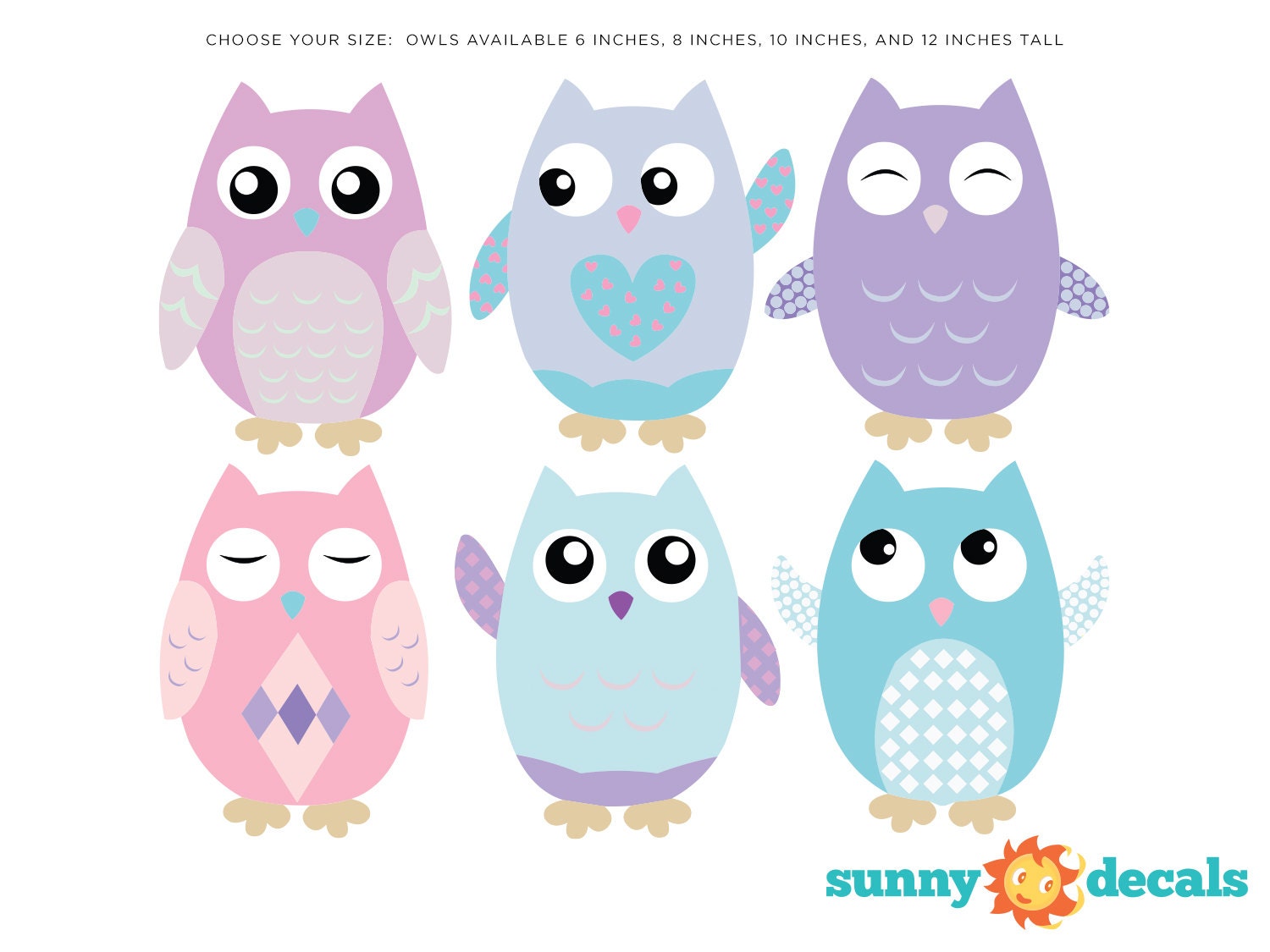 Owl Fabric Wall Decals Set of 6 Owls Repositionable and | Etsy