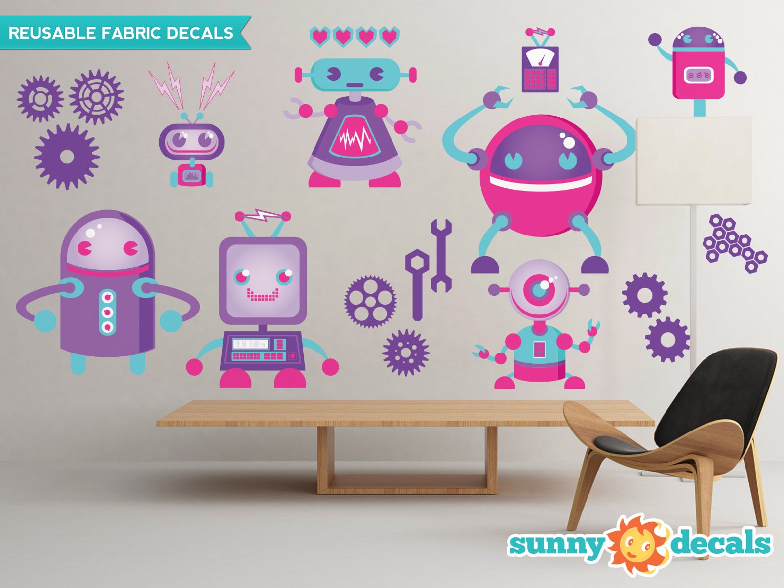 Robots Fabric Wall Decals Wall Stickers Robot Theme Nursery - Etsy