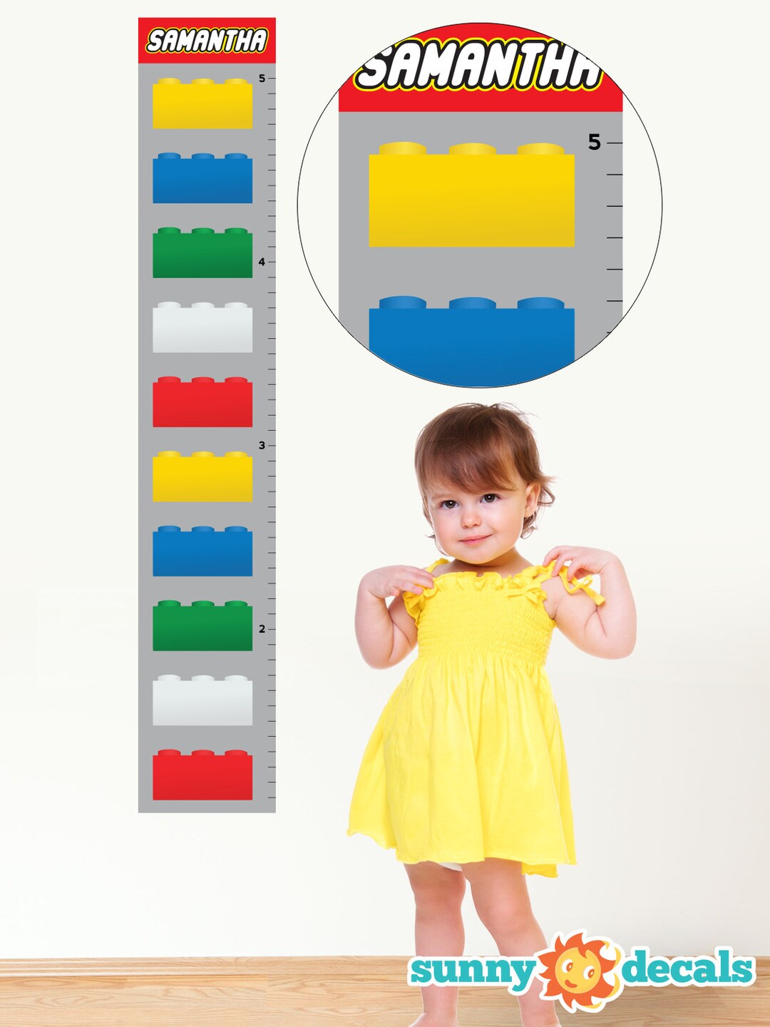 Personalized Building Block Growth Chart Wall Decal: Custom Kids Decor ...