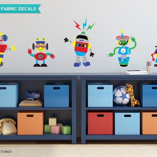 Robot Fabric Wall Decals Set of 6 Cute Robots Repositionable - Etsy