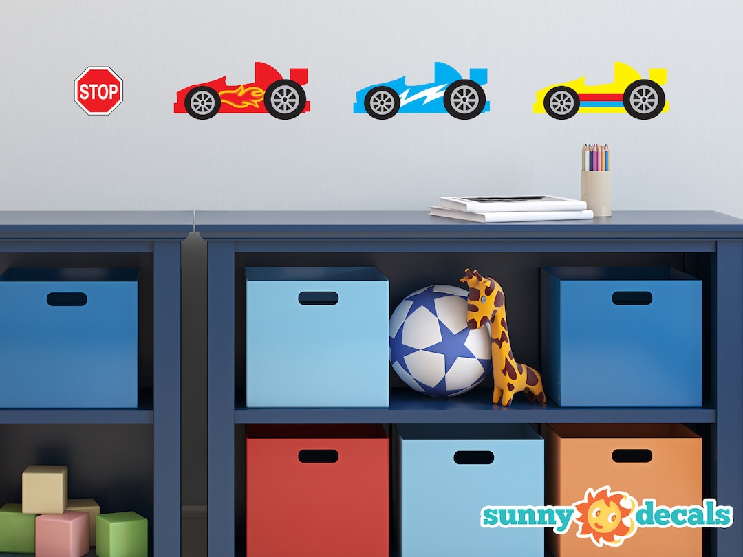 Race Cars Fabric Wall Decal - NASCAR Inspired Race Car Wall Sticker ...