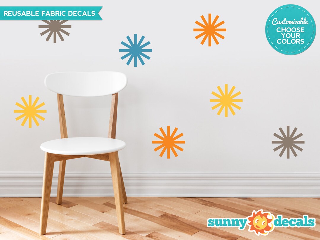 Starburst Fabric Wall Decals - Set of 8 Starbursts in 4 Colors - Custom ...