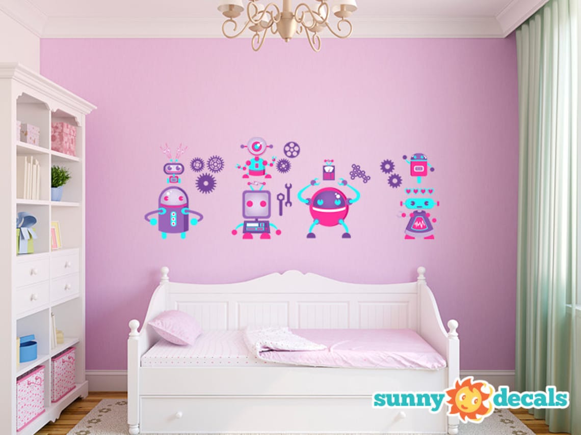 Robots Fabric Wall Decals Wall Stickers Robot Theme Nursery - Etsy