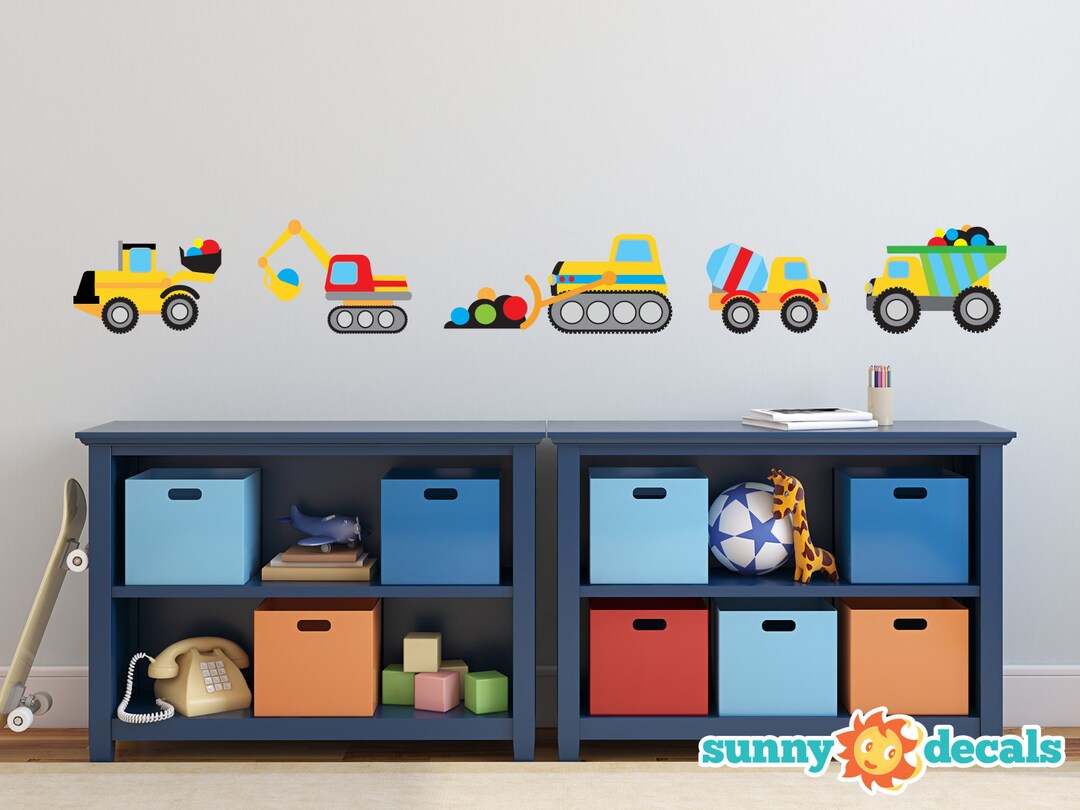 Construction Trucks Fabric Wall Decal: Boy Room Decor - Etsy