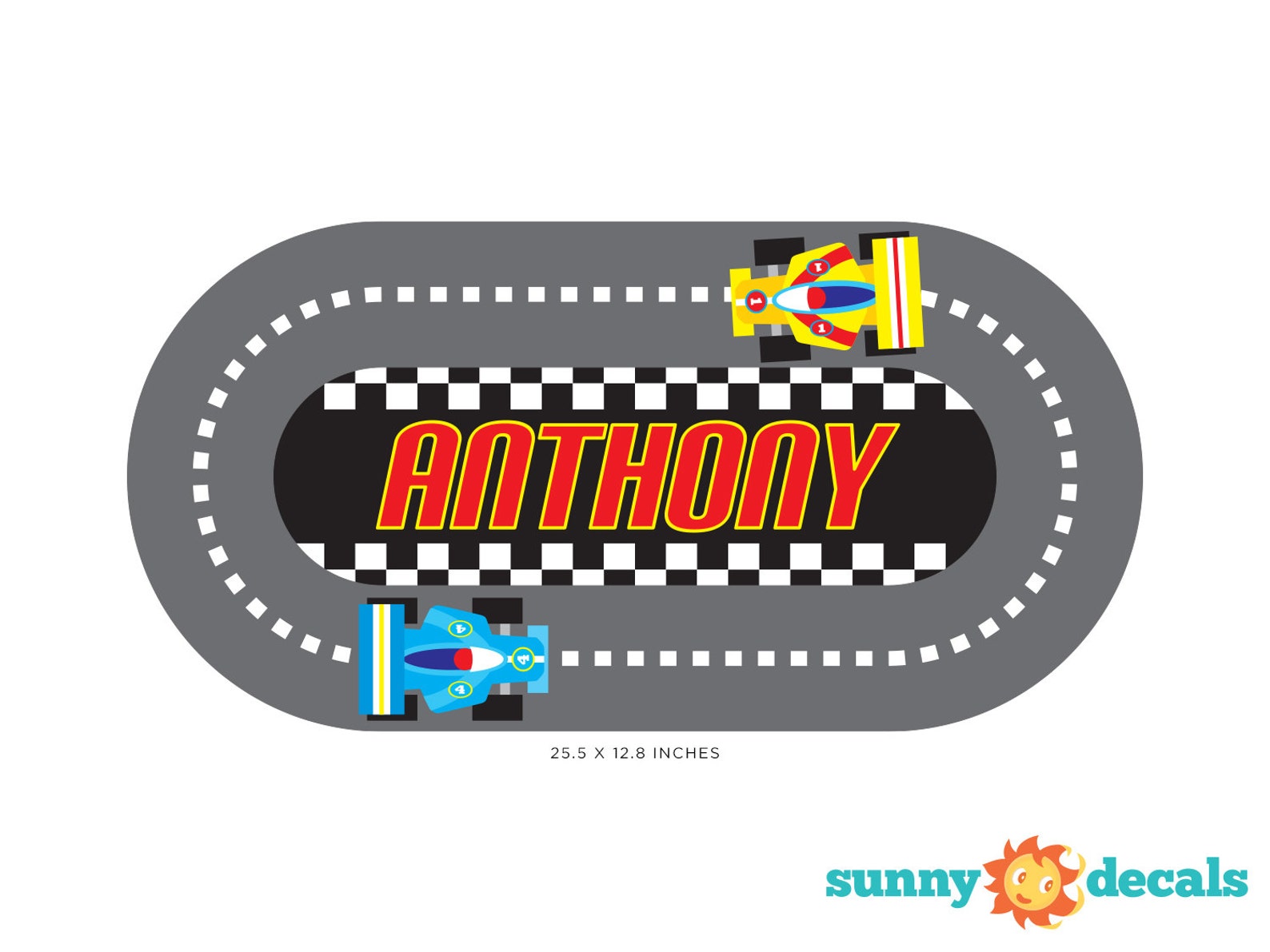 Racing Track With Custom Name Fabric Wall Decal NASCAR - Etsy
