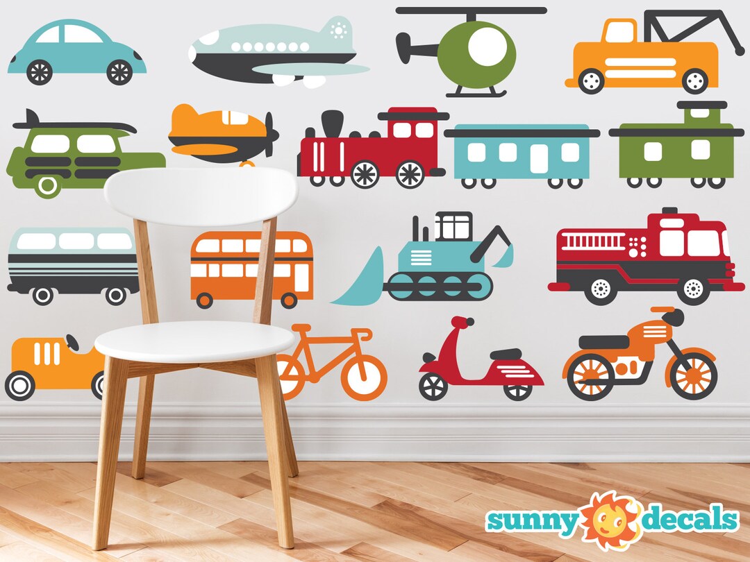 Transportation Theme Fabric Wall Decals for Nursery and Kids Rooms With ...