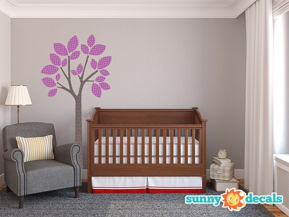 Modern Tree Fabric Wall Decal in Purple Reusable | Etsy
