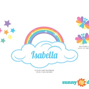 Rainbow With Custom Name Fabric Wall Decal, Set Includes Rainbow With ...