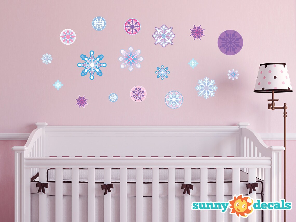 Frozen Inspired Snowflake Fabric Wall Decals Set of 18 | Etsy