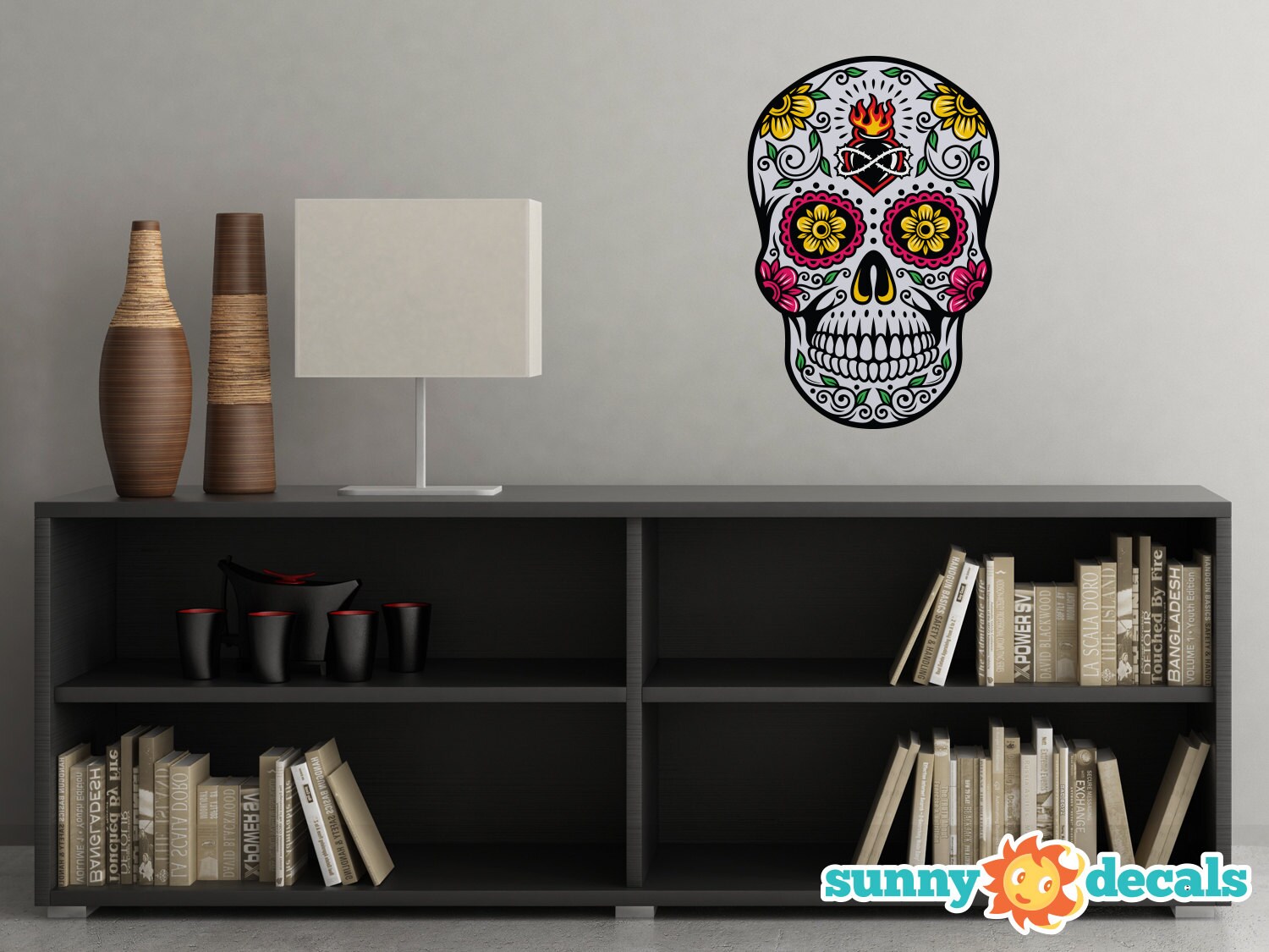 Sugar Skull Fabric Wall Decal Day of the Dead Wall Decor 4 - Etsy