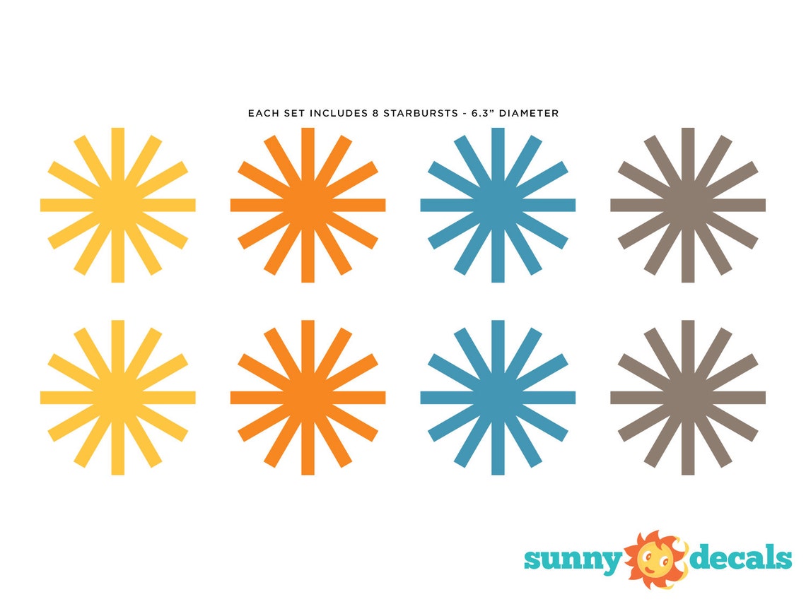 Starburst Fabric Wall Decals Set of 8 Starbursts in 4 Colors - Etsy