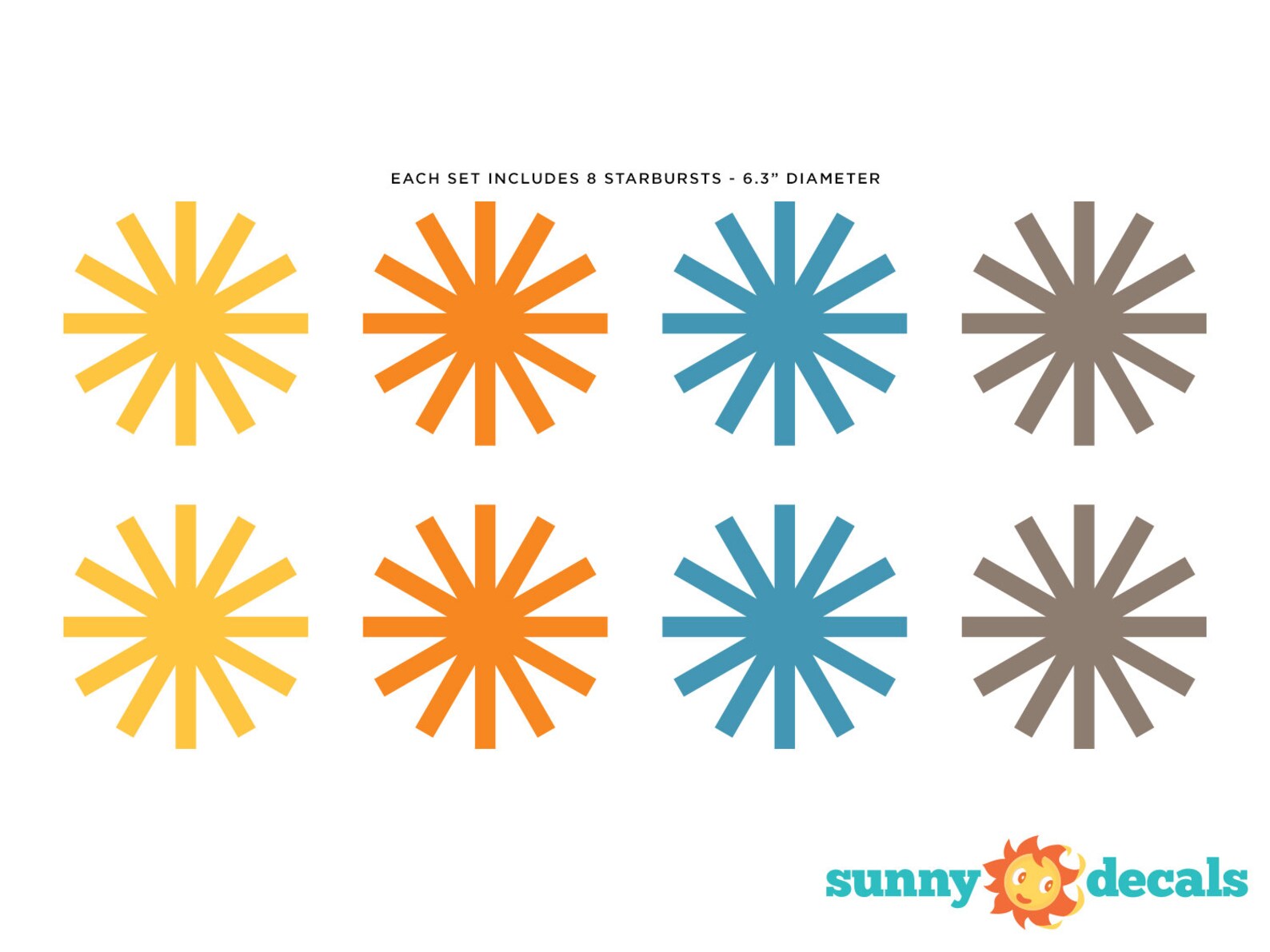 Starburst Fabric Wall Decals Set of 8 Starbursts in 4 Colors - Etsy