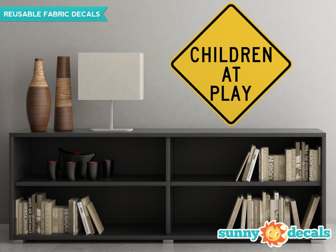 Children at Play Sign Fabric Wall Decal: Reusable Nursery Decor - Etsy