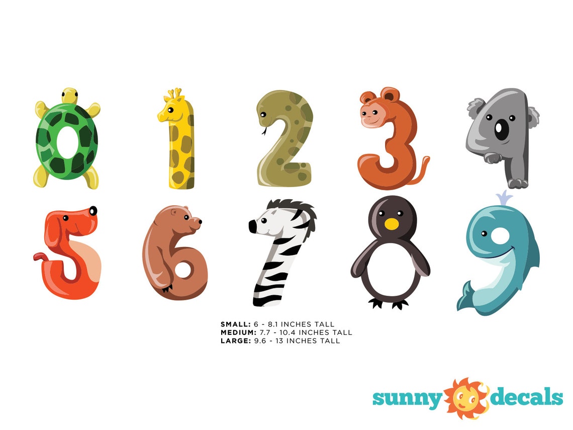Animal Numbers Fabric Wall Decals Set of Colorful Numbers - Etsy