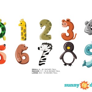 Animal Numbers Fabric Wall Decals, Set of Colorful Numbers From 0 to 9 ...
